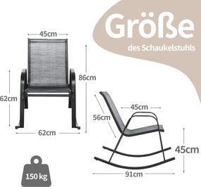 Costway Sada 2 houpacích křesel s prodyšným látkovým sedákem Ergonomická – šedá