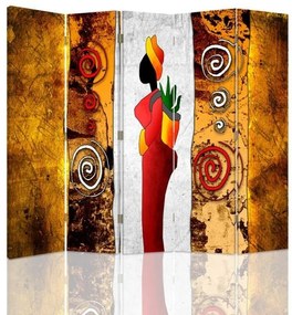 Ozdobný paraván Africká žena - 180x170 cm, pětidílný, obustranný paraván 360°