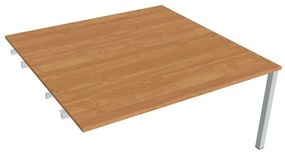 Dvojstůl pracovní řetězící rovný 160×160 cm - Hobis Uni USD 1600 R Dekor stolové desky: olše, Barva nohou: Stříbrná