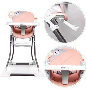 EcoToys Dětská jídelní židlička Medvídek - růžová, HC301-903
