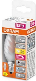 LED žárovka E14 OSRAM 3,4W (40W) teplá bílá (2700K) stmívatelná vroubkovaná svíčka