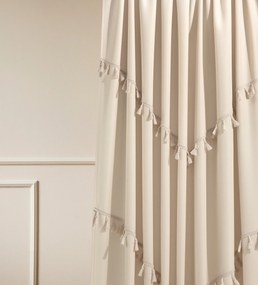 Room99 Hotový závěs na pásce s třásněmi Chloe Jednobarevný Barva: Světle béžová, Velikost: 140 x 250 cm