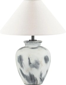 Bílá/šedá keramická stolní lampa s textilním stínidlem (výška 55 cm) Lupe – Nova Luce