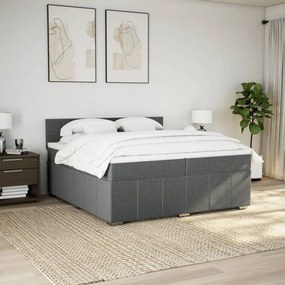 Box spring postel s matrací tmavě šedá 200x200 cm textil 3289476