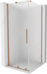 Mexen Velar, sprchový kout s posuvnými dveřmi 100 x 100 cm, 8mm sklo námraza, měděná matná, 871-100-100-31-65