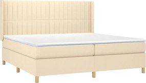 Box spring postel s matrací a LED krémová 200x200 cm textil 3139066