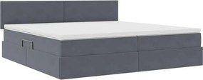 Postel s úložným prostorem s čelo Tmavě šedá 200 x 200 cm samet 3370720