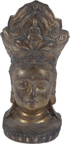 Šedo-zlatá dekorace socha hlava Buddha - 11*9*22 cm