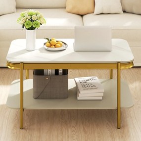 Costway Obdélníkový konferenční stolek Moderní pohovka Accent Table White