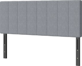 HOMCOM čalouněné čelo postele, 3 výšky, látka se vzhledem lnu, pěnová výplň — šedé (pro postele 150–160 cm) | Aosom