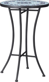 Kulatý zahradní konferenční stolek Outsunny s keramickým mozaikovým vrchem, Ф35.5x53.5cm, Modrá | Aosom