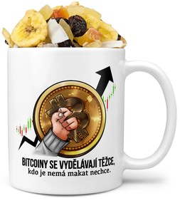 Hrnek Bitcoin hand (Náplň hrníčku: Tropická směs)