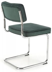 Jídelní židle VALDA — kov, látka, tmavě zelená