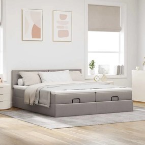 Osmanský rám postele s matracíes taupe 200x200cm textil 3311984