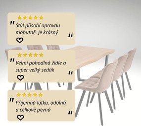 Vikio Jídelní set pro 6 osob 160x90 cm dub noha U béžová židle VJS156-6BE-S