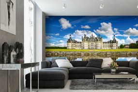 DIMEX | Samolepicí vliesová fototapeta na zeď Zámek Chambord III. MA-5-1083 | 375 x 250 cm | zelená, modrá, béžová, šedá