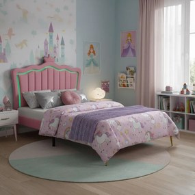 Postel s roštem, 140x200, růžová Velvet látka, RANIA Kondela 0000413722