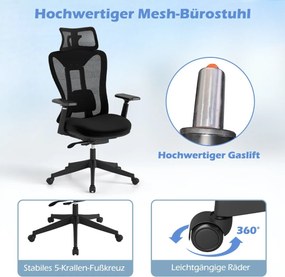 Costway Ergonomická kancelářská židle s nastavitelnou bederní opěrkou a hlavovou
