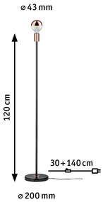Paulmann 79614 Nordin, stojací lampa v kombinaci černé, mědi a černého mramoru,  1x20W E27, výška 120cm