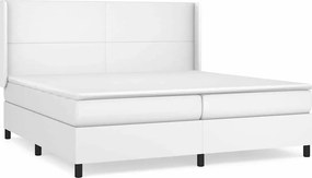 Box spring postel s matrací bílá 200x200 cm umělá kůže 3132400