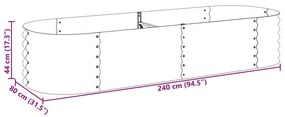 vidaXL Marketos Vyvýšený záhon 240 x 80 x 44 cm pozinkovaná ocel stříbrný