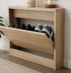 skříňka na boty, botník, výklopná dvířka, dřevo, 54x61x23 cm, dub sonoma, Dekorino BS20260001