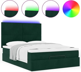 Osmanský rám postele s matracemi tmavě zelená 140x190cm samet 3314249