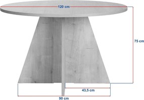 Designový jídelní stůl Kahedin 120 cm atlantská borovice