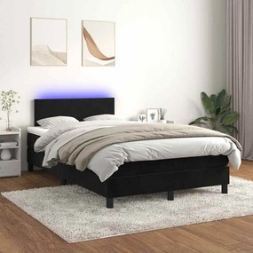 Box spring postel s matrací a LED černá 120 x 190 cm samet 3270143