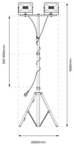 LED Reflektor se stojanem 2xLED/50W/230V 4000K IP44