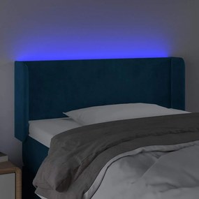 Čelo postele s LED tmavě modré 103 x 16 x 78/88 cm samet 3123002