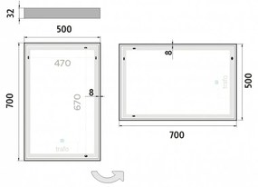 Nimco LED zrcadlo 500x700 s dotykovým senzorem ZP 13001V