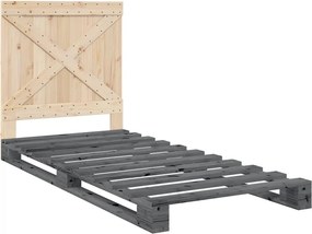 Rám postele s čelem šedý 90 x 200 cm masivní borové dřevo 3281580