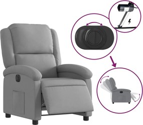 Elektrické polohovací křeslo světle šedé textil 3204140