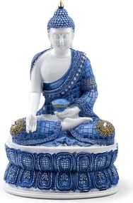 Figurka Lotos Buddhy bílo-modrá 26.5 cm