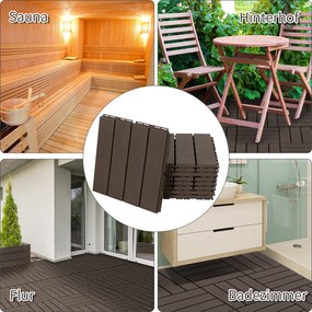 Outsunny plastová dlažba na terasu, sada 9 kusů 30 x 30 cm, protiskluzový design s instalací na sponu, dlažba pro vnitřní i venkovní použití, hnědá |…