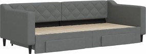 Válenda s přistýlkou a zásuvkami tmavě šedá 90 x 200 cm textil 3197463