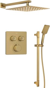 Sapho Smart Select - Sprchový set s termostatem pod omítku, s tělesem, 30x30 cm, matná zlatá RP042GB-02