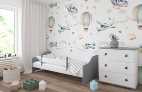 BabyBeds Dětská postel FRANIO hvězdičky Velikost postele: 180x80 cm, Barevné provedení: bílá a šedá, Úložný prostor: Ne, bez úložného prostoru Bílá