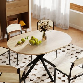 HOMCOM Rozkládací jídelní stůl pro 4–6 osob, kuchyňský stůl v industriálním stylu s pavoučími nohami, přírodní