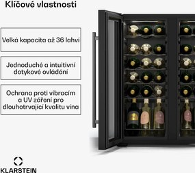 Klarstein Vinotéka Shiraz, 2 chladicí zóny, LED osvětlení, dotykové ovládání, volně stojící