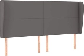 Čelo postele typu ušák tmavě šedá 183x23x118/128 cm umělá kůže 3117782