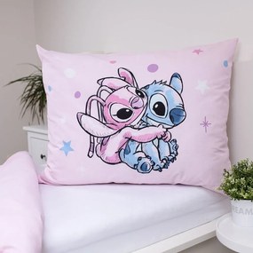 Růžové bavlněné dětské povlečení na jednolůžko 140x200 cm Lilo a Stitch "Universe" – Jerry Fabrics