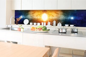 DIMEX | Fototapeta do kuchyně Záhadný vesmír KI-350-228 | 350 x 60 cm | modrá, oranžová