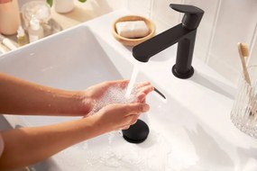 Hansgrohe Rebris S - Páková umyvadlová baterie 110 CoolStart s odtokovou soupravou s táhlem, černá matná 72519670