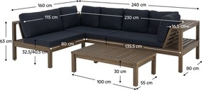 Zahradní set, akáciové dřevo, hnědá/tmavě šedá, PARAG