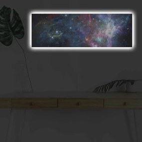 Obraz s LED osvětlením NOČNÍ GALAXIE 30 x 90 cm