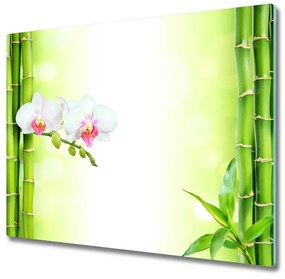 Skleněná krájecí deska Orchid a bambus 60x52 cm