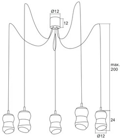 Argon 2073 - LED Lustr na lanku GARDA 5xLED/5W/230V