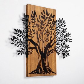 Wallexpert Dekorativní nástěnný dřevěný doplněk Monumental Tree 2, Ořech, Černá